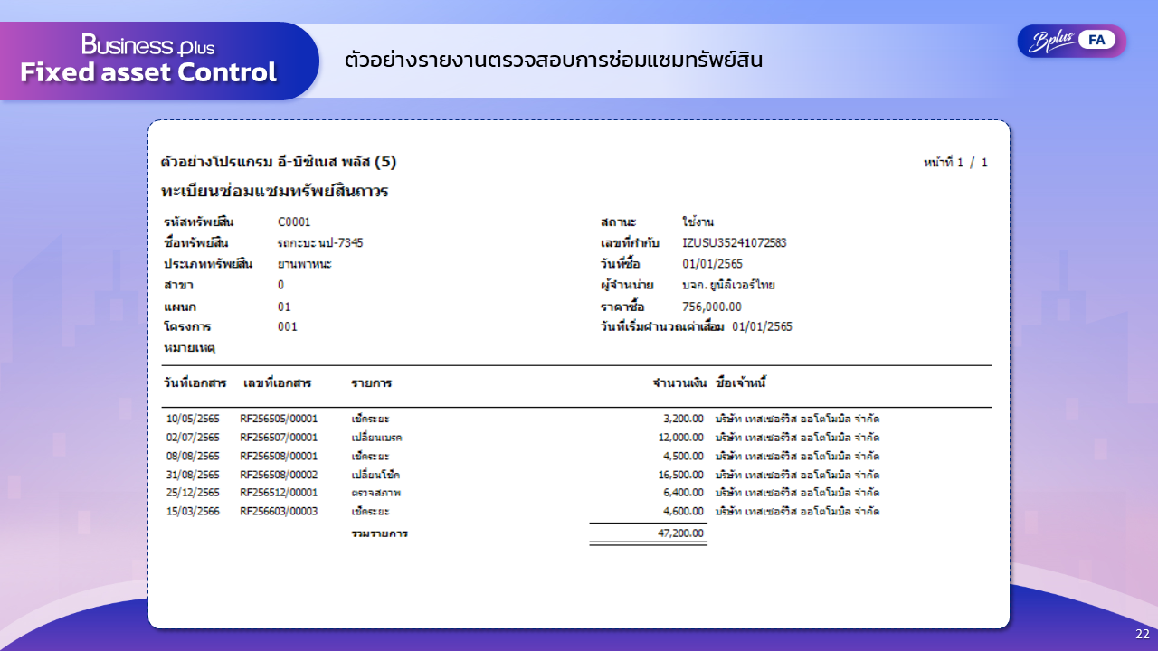 FA BPlus Fixed asset management software